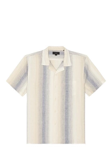 Vince Marina Stripe Short Sleeve Cabana Shirt In . Also - Blue