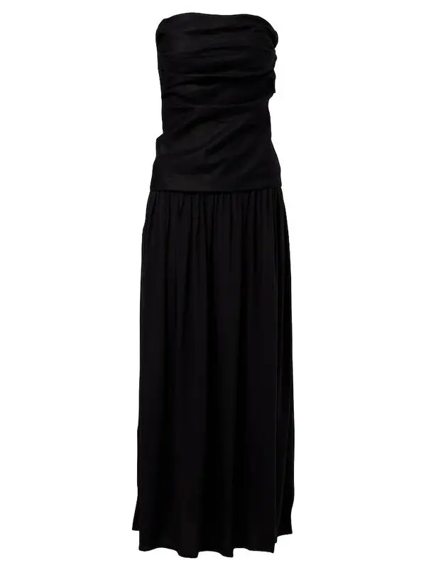 Faithfull The Brand Hedy Strapless Linen Maxi Dress - Black
