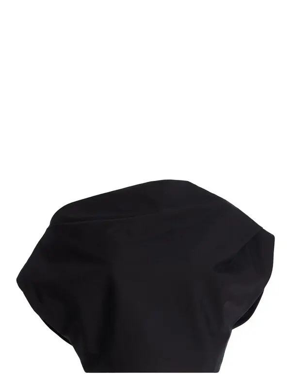 Brandon Maxwell Asymmetric Draped Crop Top - Black