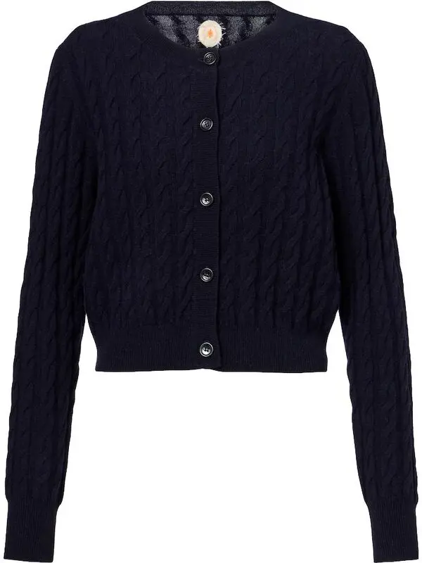 Jardin Des Orangers Cable-knit Wool And Cashmere Cardigan - Blue