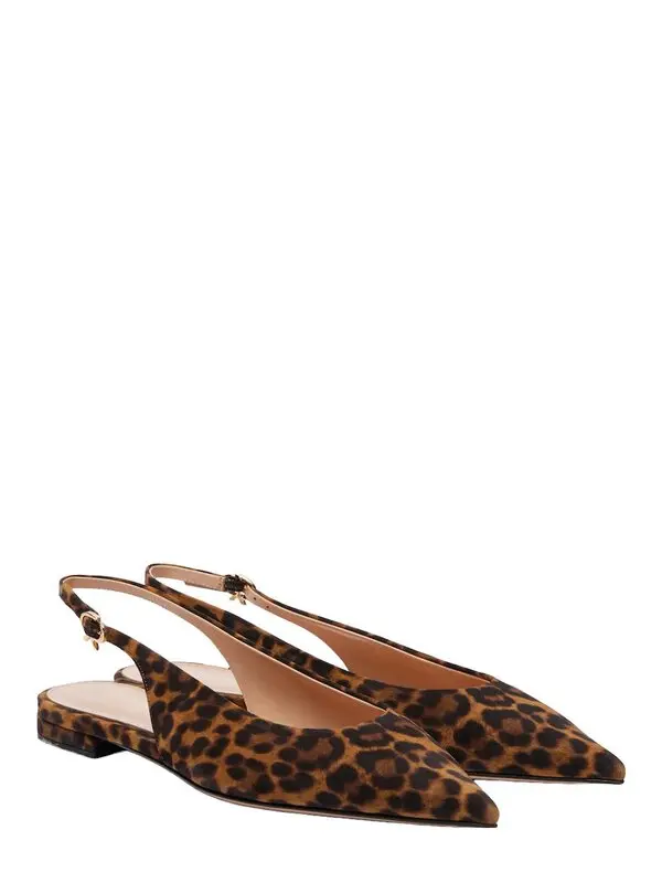 GIANVITO ROSSI Robbie Leopard-print Suede Slingback Flats - Multicoloured