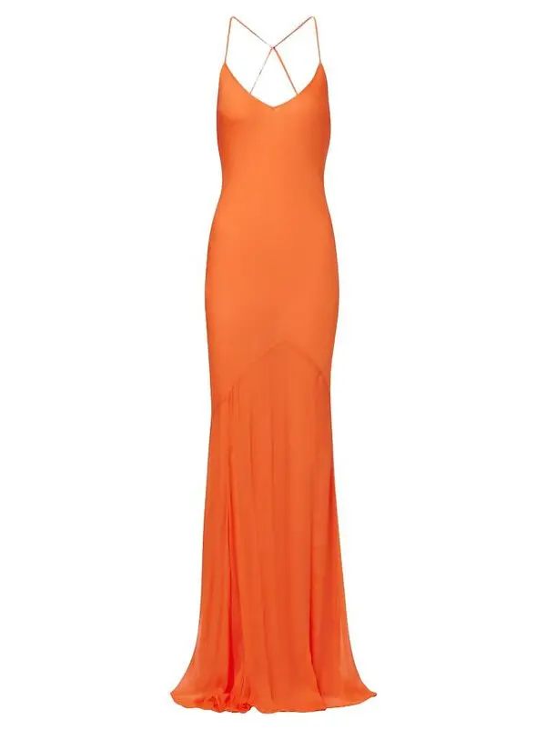 ALEXANDRA MIRO Gloria Silk Chiffon Gown - Orange
