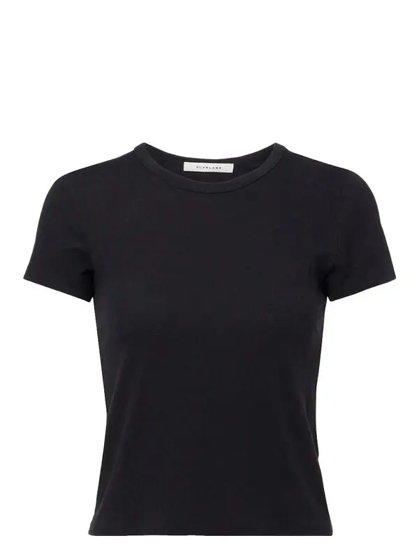 SLVRLAKE Cropped Cotton Jersey T-shirt - Black