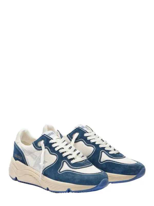 GOLDEN GOOSE Running Sole Suede-trimmed Sneakers - Blue