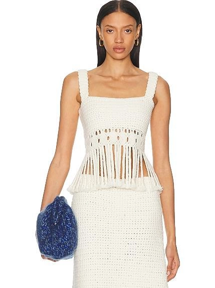 Gabriela Hearst Lilea Crochet Knit Top - Ivory