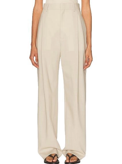 Wardrobe.NYC Mid Rise Tailored Trousers - Sand