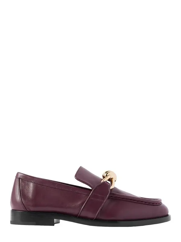 Bottega Veneta Astaire Embellished Leather Loafers - Burgundy