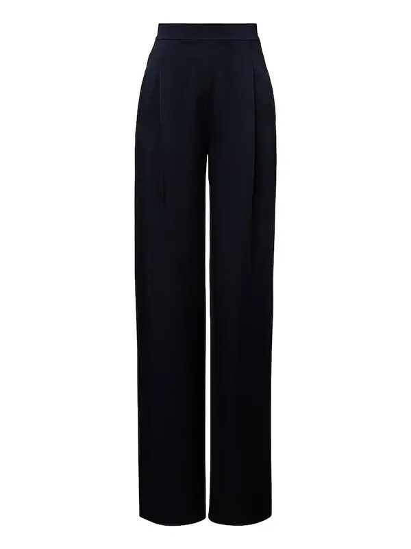 Max Mara Dritto Crepe Satin Wide-leg Trousers - Black