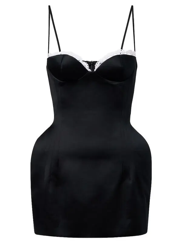 Magda Butrym Crochet-trimmed Cotton Bustier Dress - Black