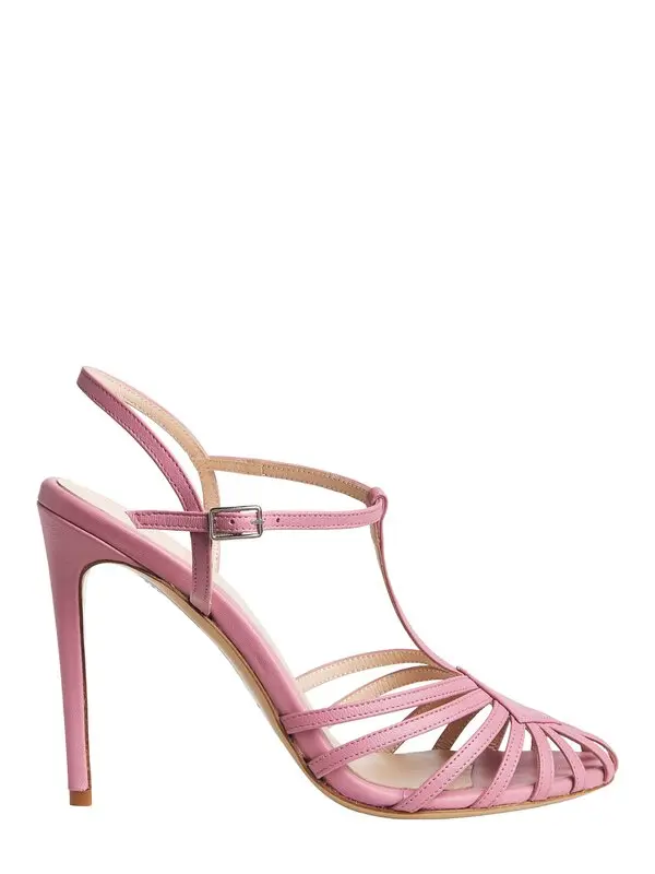 Eleventy Leather Strappy Heeled Sandals - Neutral