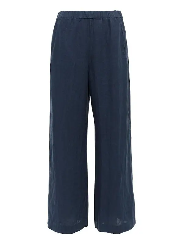 Velvet By Graham & Spencer Lola Linen Wide Leg Trousers - Blue