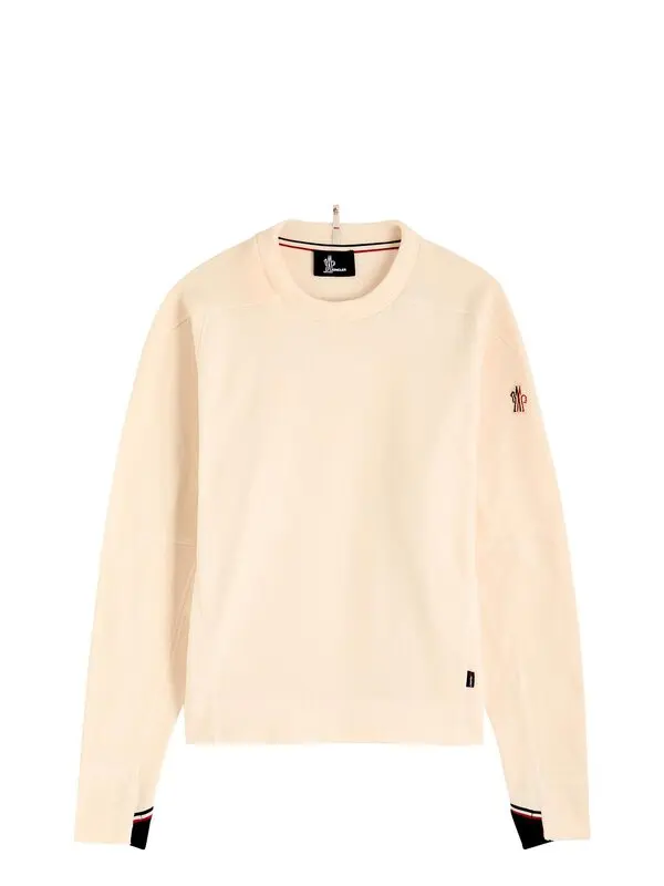 Moncler Fleece Sweatshirt With Embroidered Logo - Cream