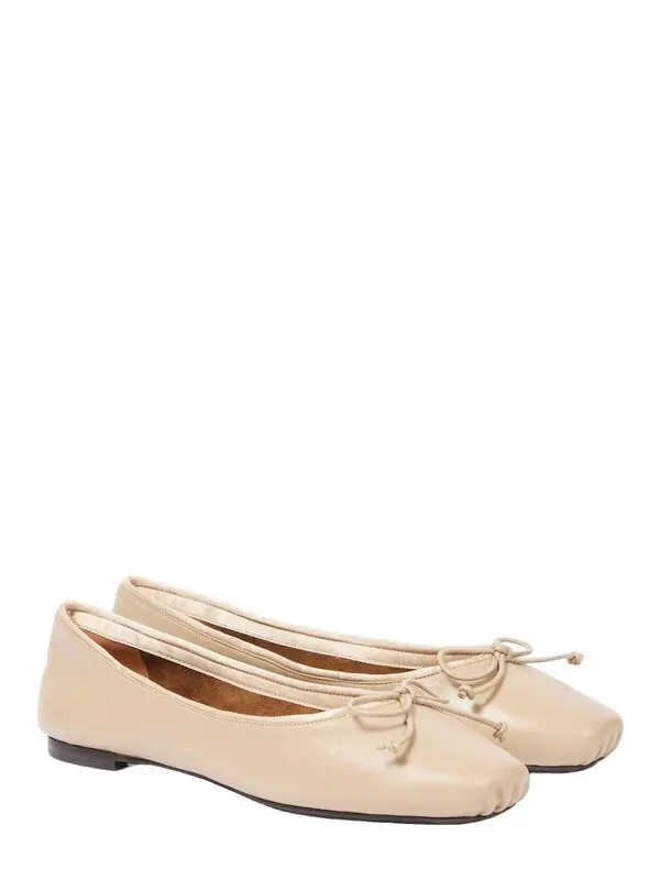 Khaite Charlotte Leather Ballet Flats - Beige