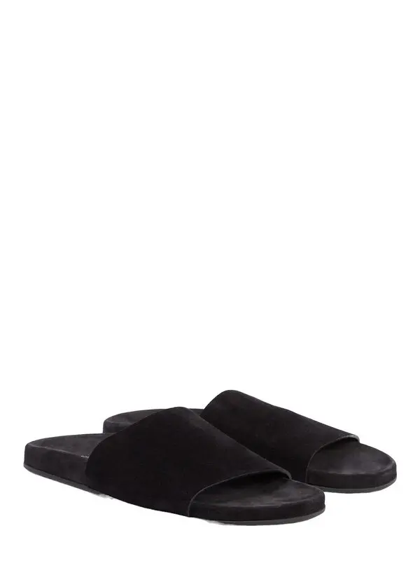 THE ROW Hugh Suede Slides - Black