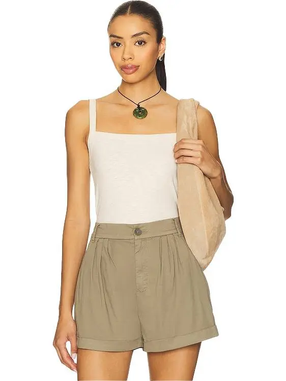Rag & Bone Slub Square Neck Tank Top - Beige
