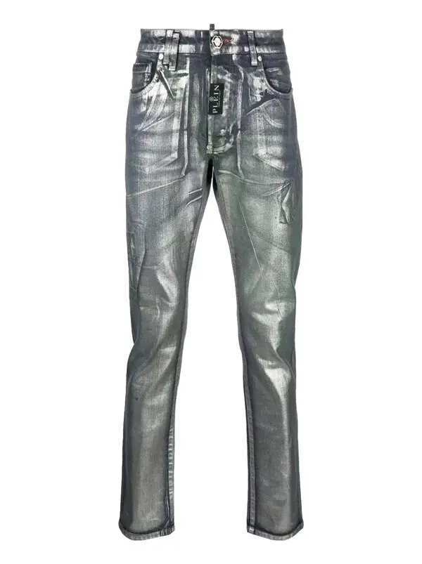 Philipp Plein Metallic Straight-leg Jeans - Blue