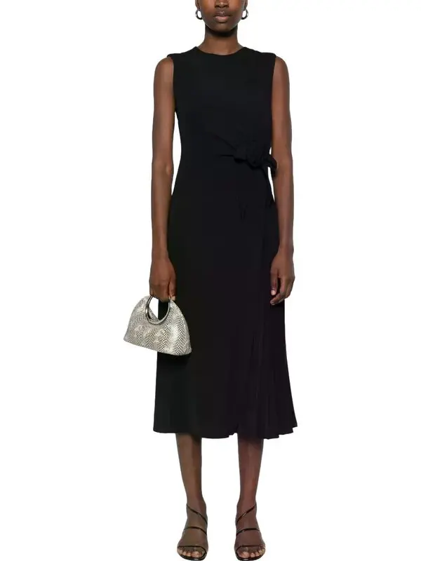 NISSA Floral-appliqué Midi Dress - Black