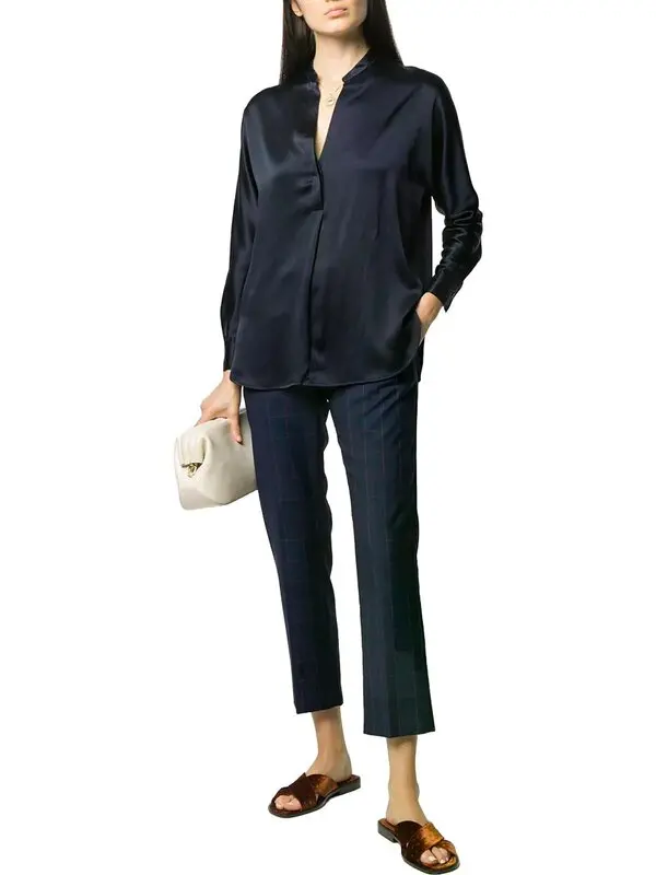 Vince Long-sleeved Silk Blouse - Blue