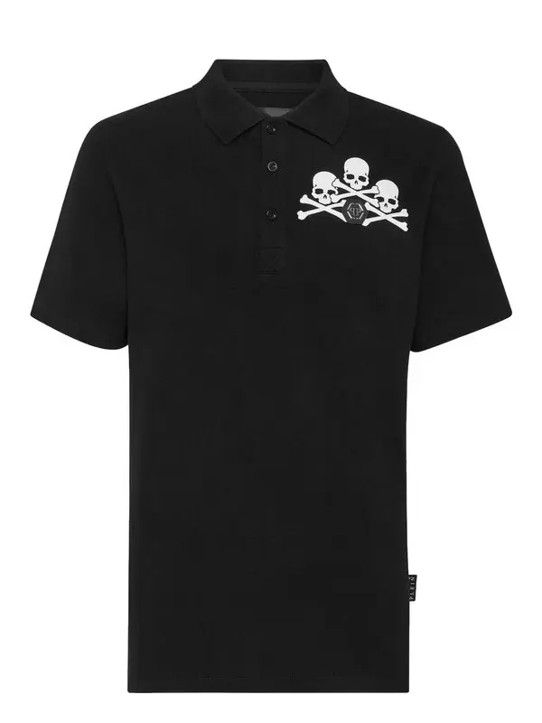Philipp Plein Skull Logo Polo Shirt - Black