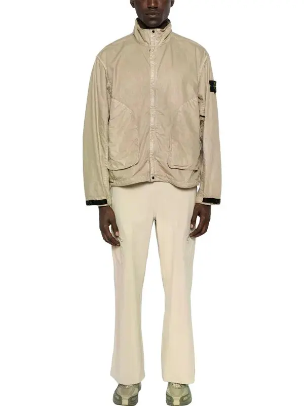 Stone Island Zip-fastening Jacket With Compass Motif - Neutrals
