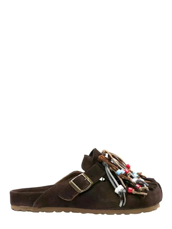 SCAROSSO Gea Tasselled Suede Slippers - Brown