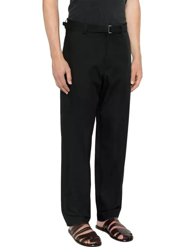 LOW BRAND Virgil Trousers With Belted Waist - Black