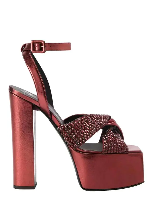 GIUSEPPE ZANOTTI Embellished Platform Sandals - Red