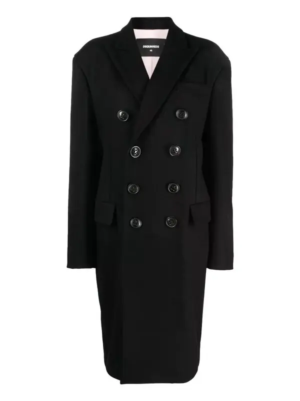 Dsquared2 Double-breasted Virgin Wool Blend Coat - Black