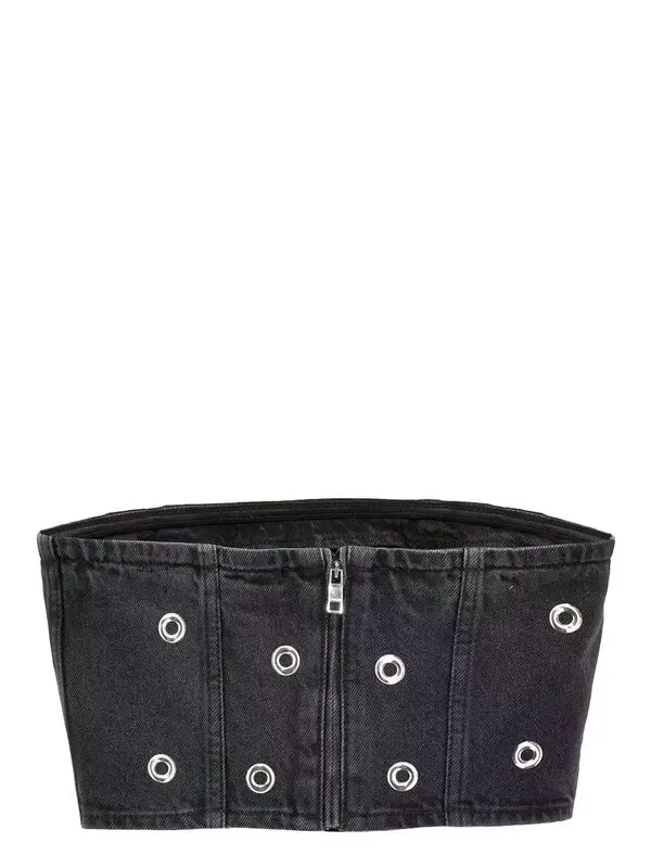 ROTATE BY BIRGER CHRISTENSEN Studded Denim Corset Top - Black