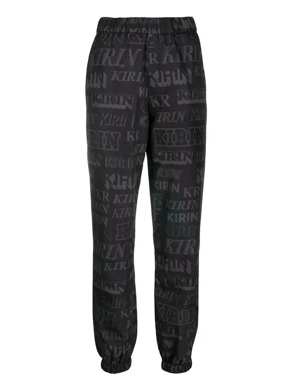 Kirin Logo Print High Waist Track Pants - Black
