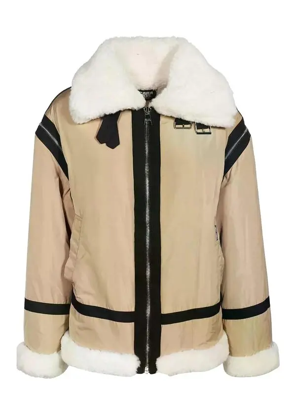 Karl Lagerfeld X Cara Delevingne Faux-fur Trimmed Bomber Jacket - Neutrals