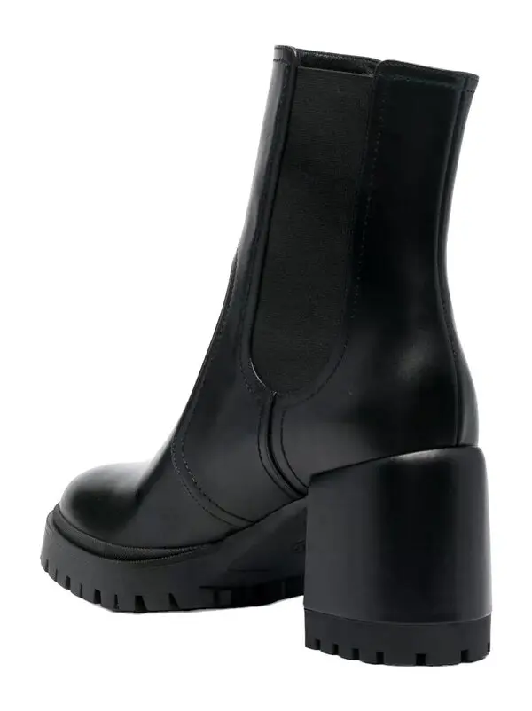 Casadei Nancy Leather Block-heel Boots - Black