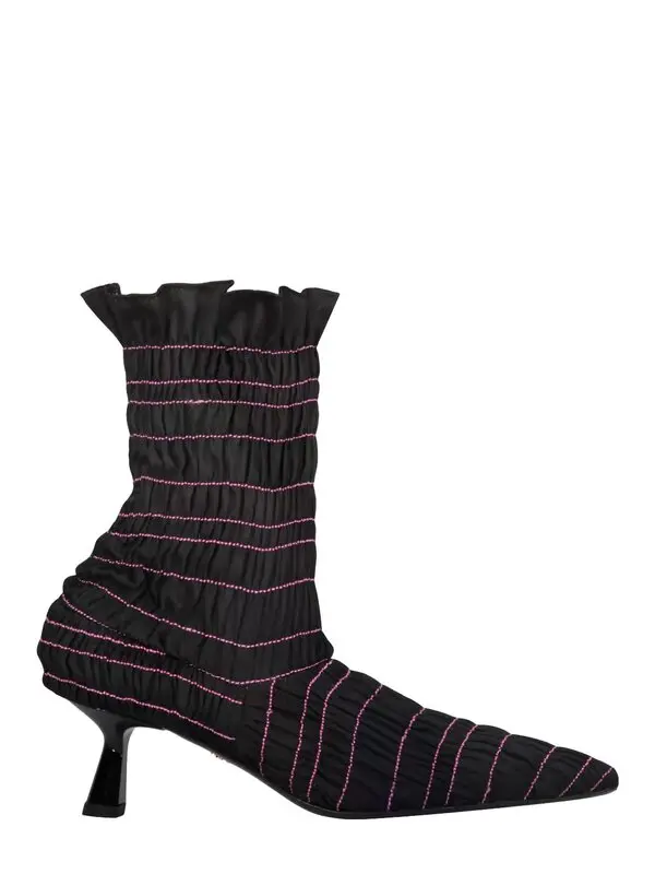 AMY CROOKES Ruffle Detail Ankle Boots - Black