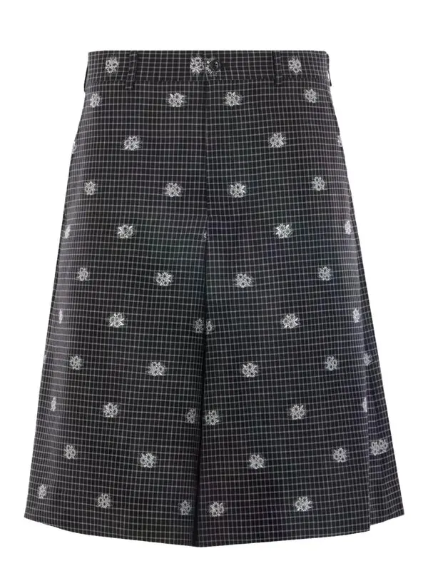 Comme Des Garçons Check-print Embroidered Shorts - Black