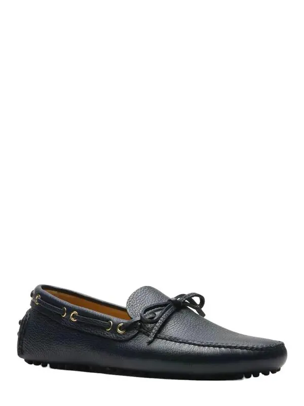 Car Shoe Grained Leather Driving Shoes - Blue