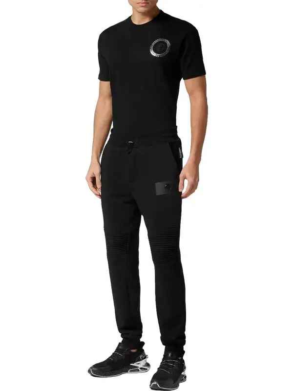 PLEIN SPORT Ribbed Panelling Track Pants - Black
