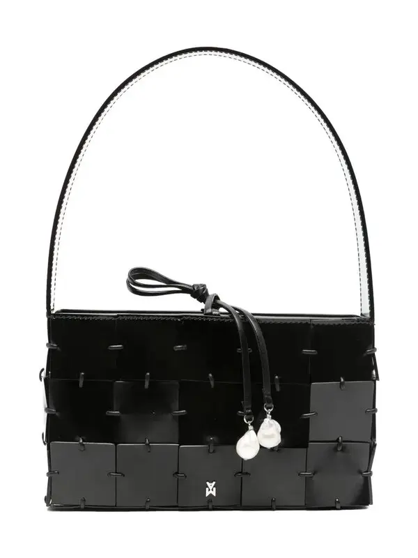 Amina Muaddi Leather Tote Bag With Pearl Detailing - Black