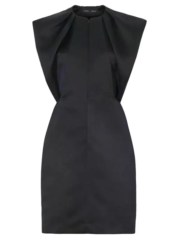 Proenza Schouler Satin Ruched Shift Dress - Black