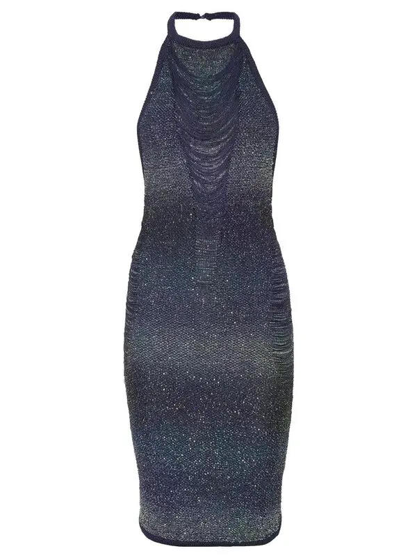 Philipp Plein Sequin-embellished Halterneck Mini Dress - Blue
