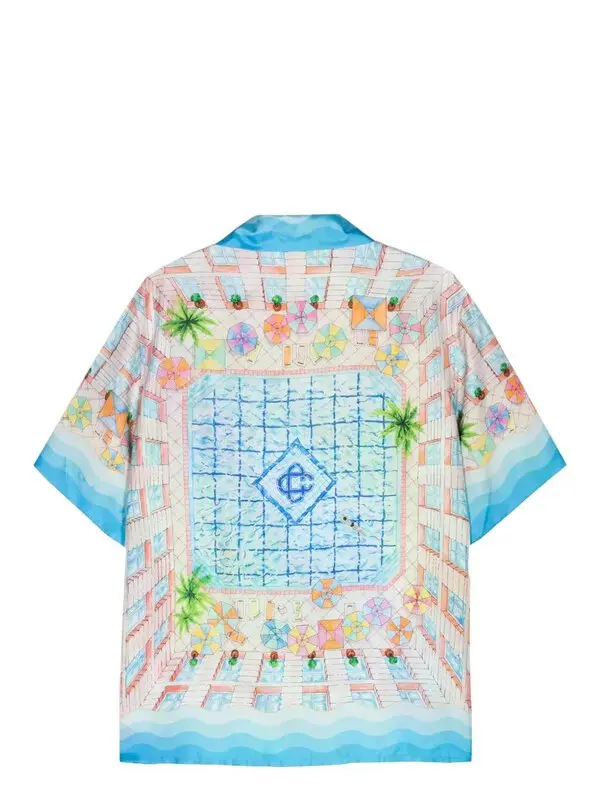 Casablanca Le Plongeon Print Silk Shirt - Blue