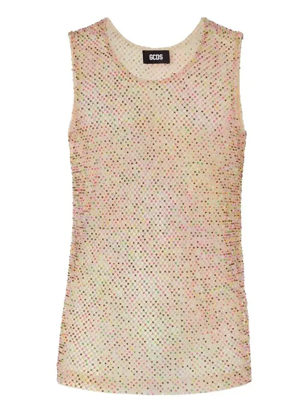 Gcds Embellished Tulle Tank Top - Neutrals