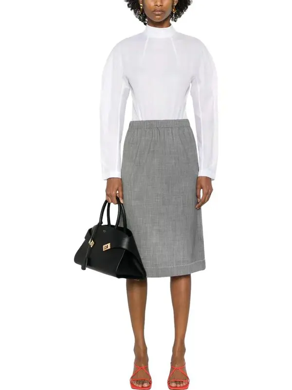 Fabiana Filippi Decorative Stitching Chambray Skirt - Grey