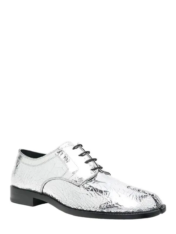 MAISON MARGIELA Tabi Mirror-effect Lace-up Brogues - Silver