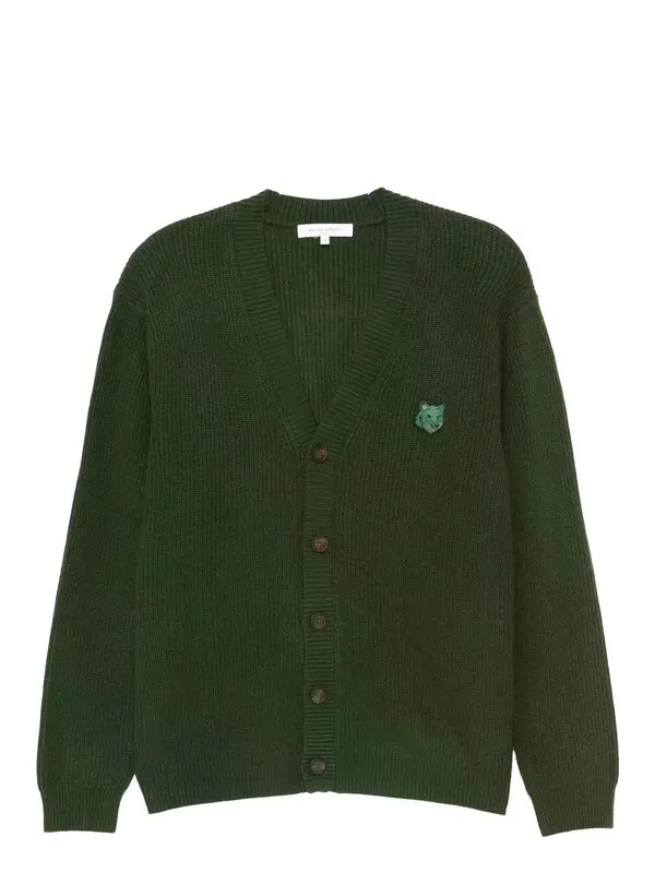 Maison Kitsuné Fox-patch V-neck Cardigan - Green