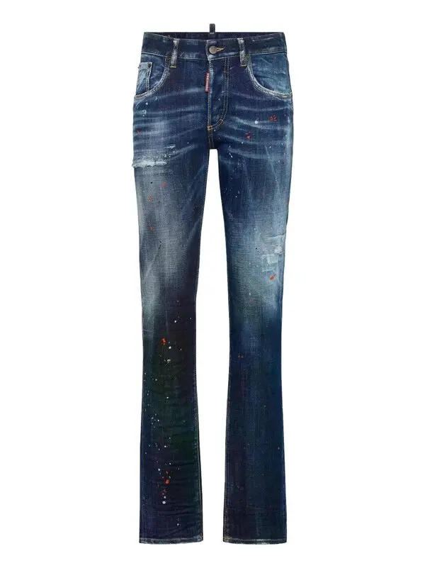 Dsquared2 Straight-leg Jeans With Paint Splatter Detail - Blue
