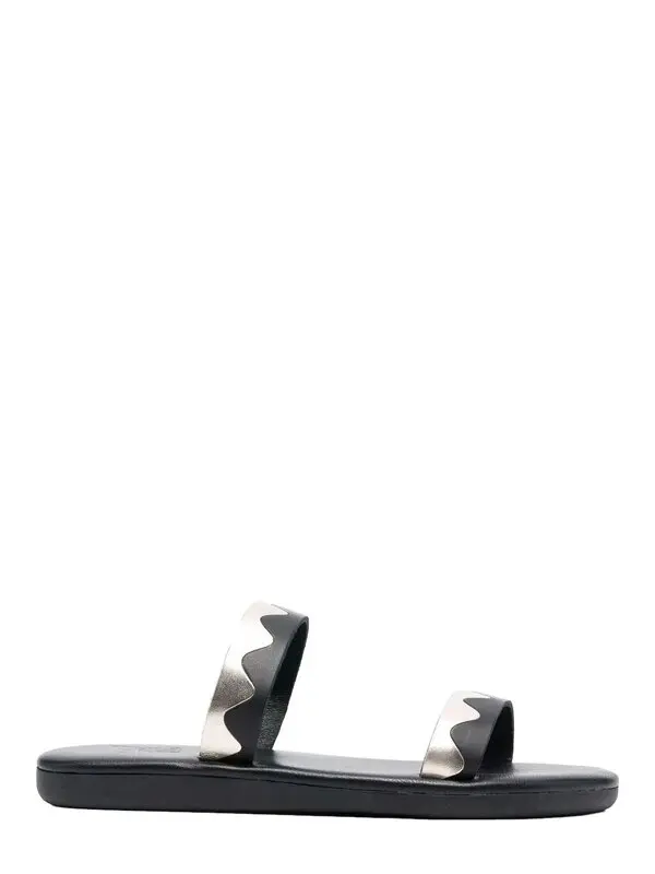 ANCIENT GREEK SANDALS Paralia Zigzag-band Leather Sandals - Black