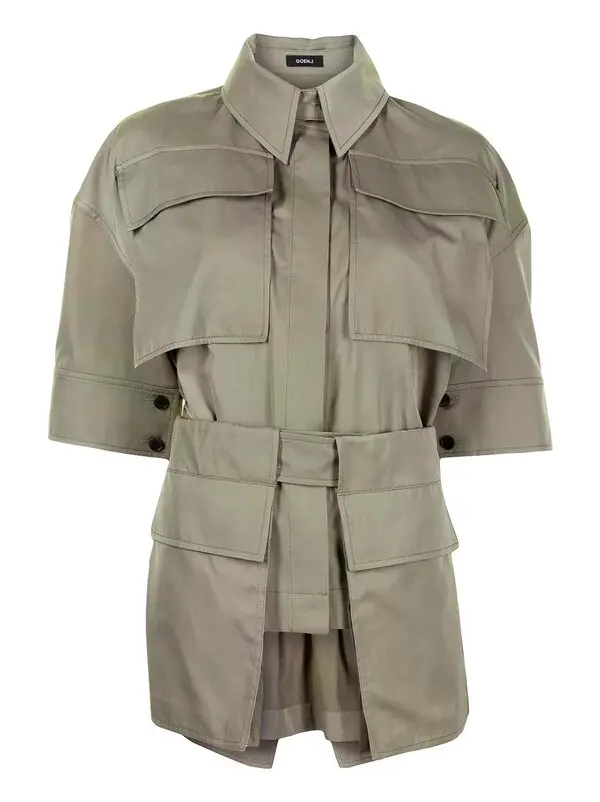 Goen.j Belted Cotton-blend Twill Shirt - Green