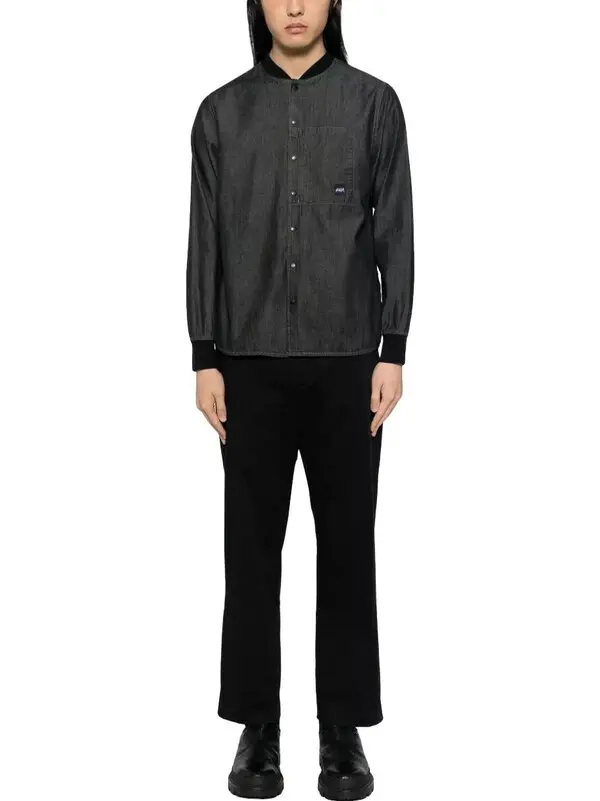 AGNES B. Rib-collar Shirt - Black