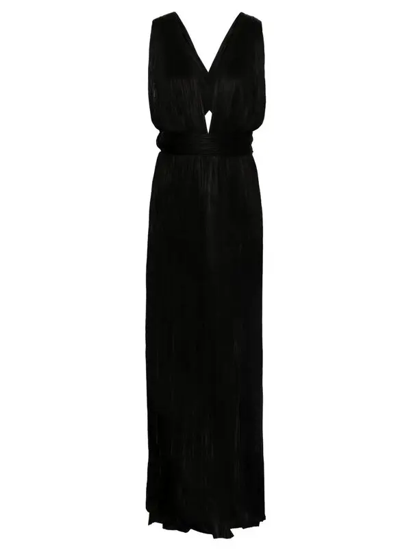MARIA LUCIA HOHAN Plissé Silk Maxi Dress - Black