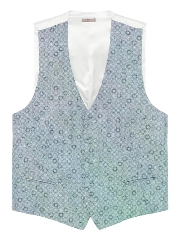 LADY ANNE Silk Jacquard Gilet - Blue